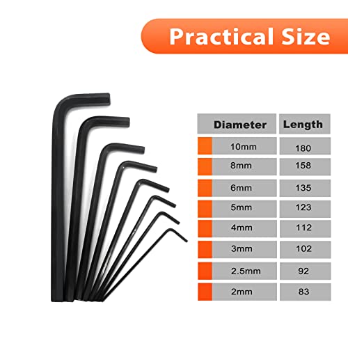 Ieusew Allen Wrenches Sets, 8-piece Hex Key Set, Metric Sizes 2mm, 2.5mm, 3mm, 4mm, 5mm, 6mm, 8mm, and 10mm