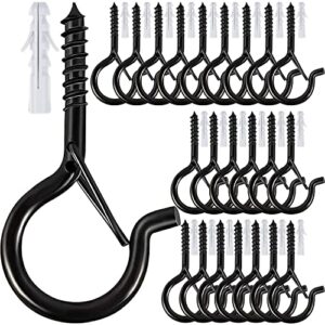 etoolia 24 pcs q hooks for outdoor string lights with safety buckle, christmas light hooks and ceiling hooks for hanging plants, screw hooks for hanging wind chimes, patio lights & party decors