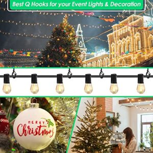 Etoolia 24 Pcs Q Hooks for Outdoor String Lights with Safety Buckle, Christmas Light Hooks and Ceiling Hooks for Hanging Plants, Screw Hooks for Hanging Wind Chimes, Patio Lights & Party Decors