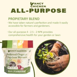 Fancy Chicken All-Purpose Manure - 5lbs Pelleted Dried Organic Chicken Manure | All-Natural Plant Food | Ideal for Vegetables Plants Fruits Trees Lawn Gardening & Farming | USDA Organic