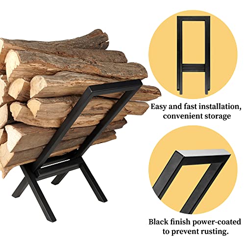 EALPVIS Firewood Rack Holder Outdoor: Heavy Duty Firewood Holder Stand - Wrought Iron Wood Holder Log Rack for Fire Wood Storage