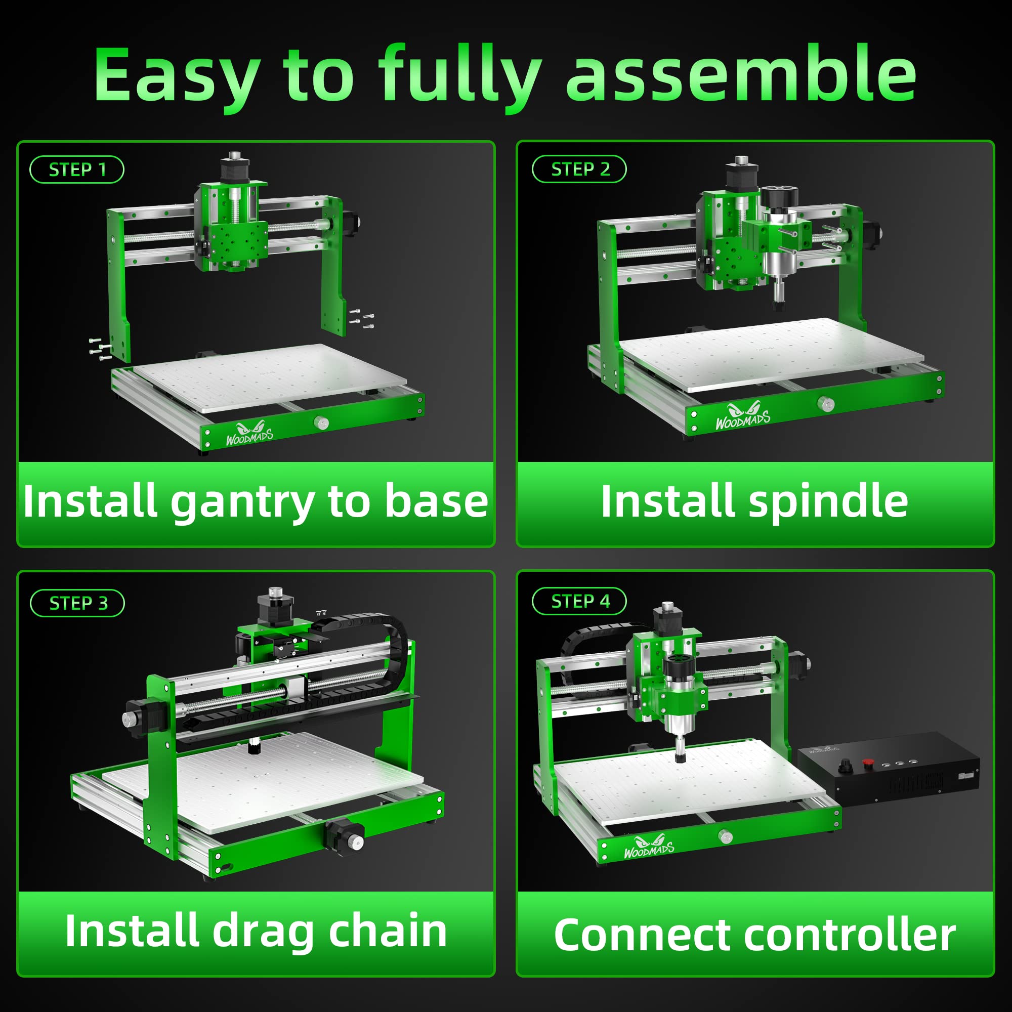 FoxAlien x WoodMads WM-3020 CNC Router for Metal Caving, 300W Spindle Linear Rails and Ball Screws 3-axis Milling Engraving Machine for Aluminum Copper Wood Acrylic