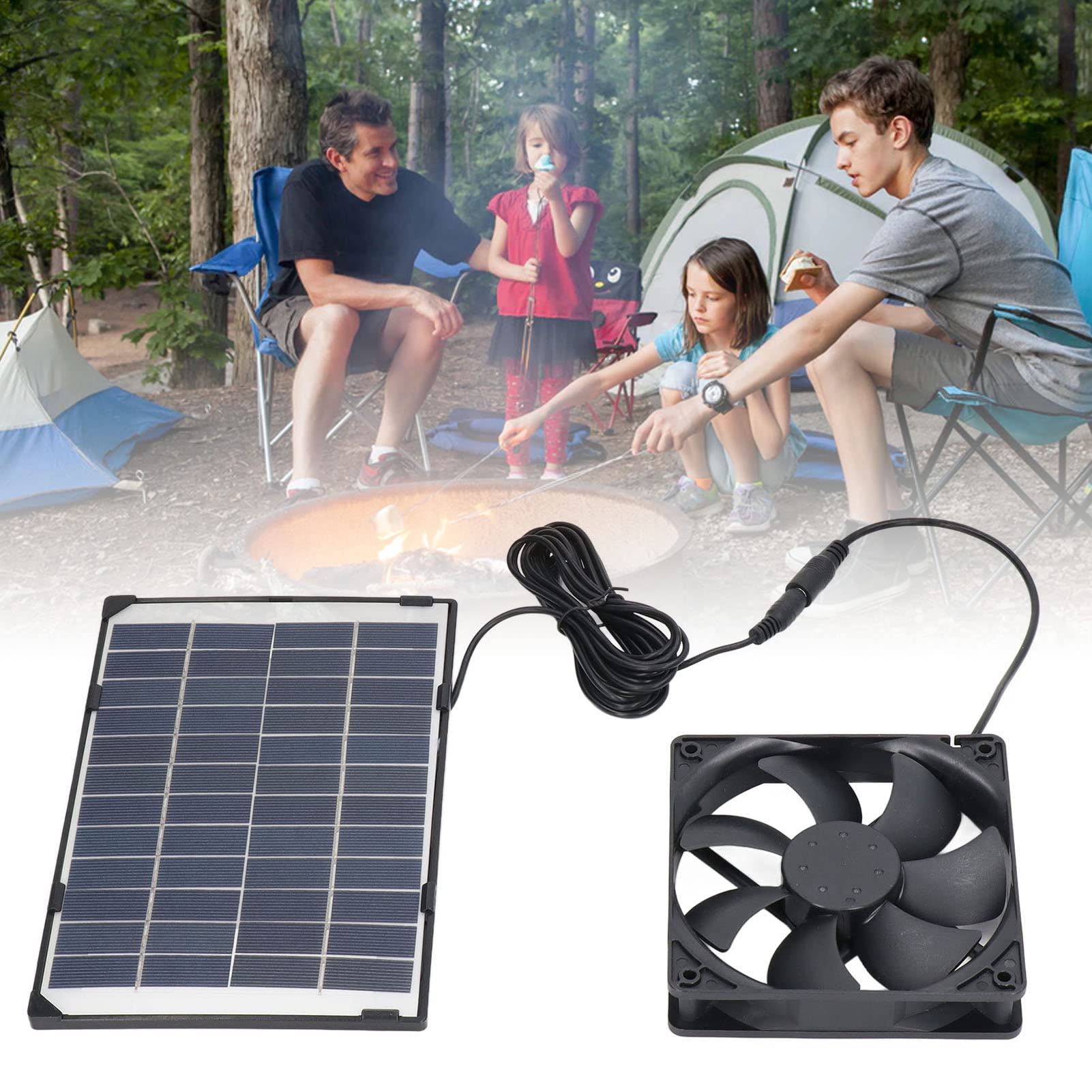 Mini Portable Polysilicon Pet 6W 12V Exhaust Fan with Solar Panel for Dog Chicken House Greenhouse RV Roof Quietly Cools and Ventilates,Solar Powered Fan,