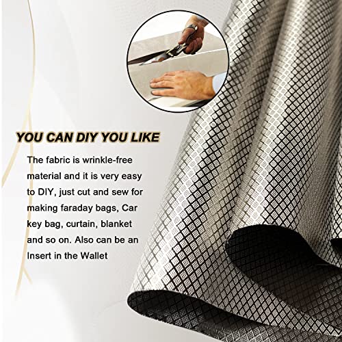 Faraday Fabric Faraday Cage Military Grade Conductive Material for Fabric Protection EMP & Signal Blocking from Cellular Signal, WiFi, Bluetooth, GPS, Shields RF Signals 43"X43" (1.1Meter)