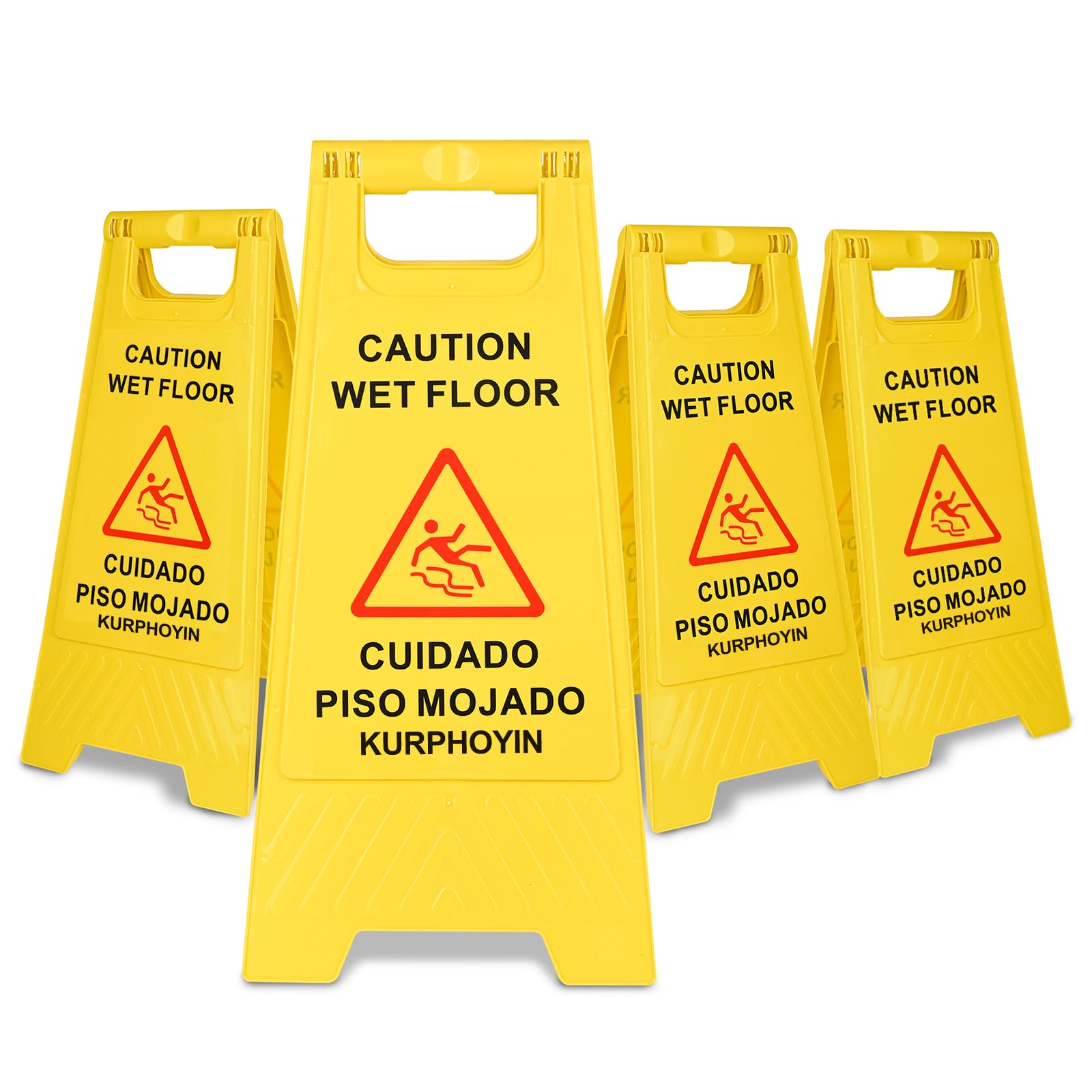 KURPHOYIN Wet Floor Sign 4-Packs 2-Sided Caution Sign Slippery when Wet Sign Commercial A Frame 24 Inches Height