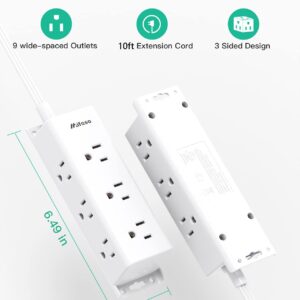 10FT Power Strip with 9 AC Outlets + 10FT Power Strip with USB