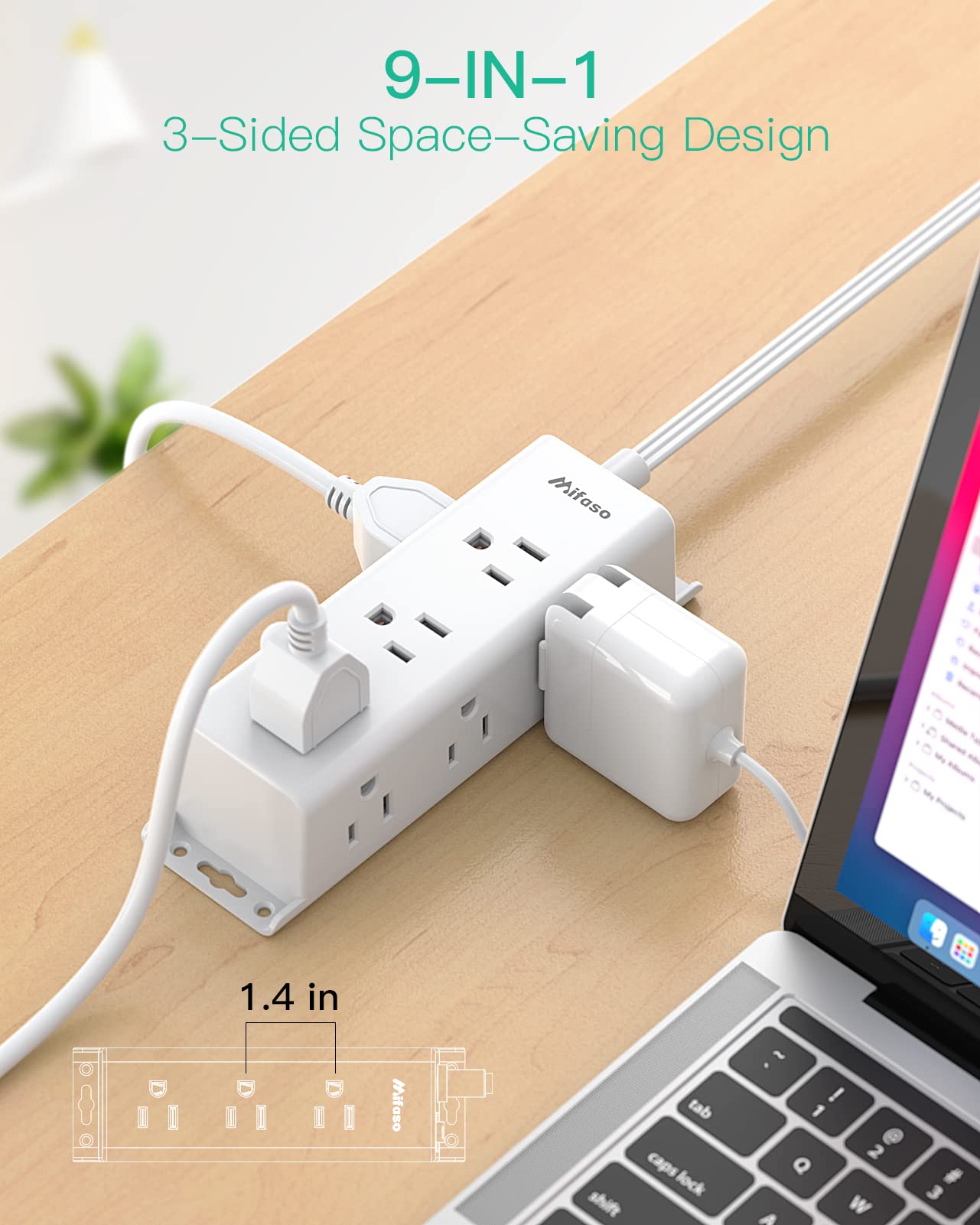 10FT Power Strip with 9 AC Outlets + 10FT Power Strip with USB