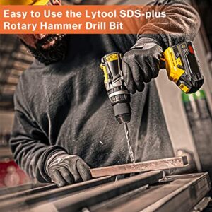 Lytool SDS Plus Drill Bits Set, 10Pcs Rotary Hammer Bits Set, Carbide Bits Tipped for Masonry, Ceramic Tile, Walls, Brick, Marble, Stone, Drill Bits for Impact Drill(3/16'',1/4'',5/16'',3/8",1/2")