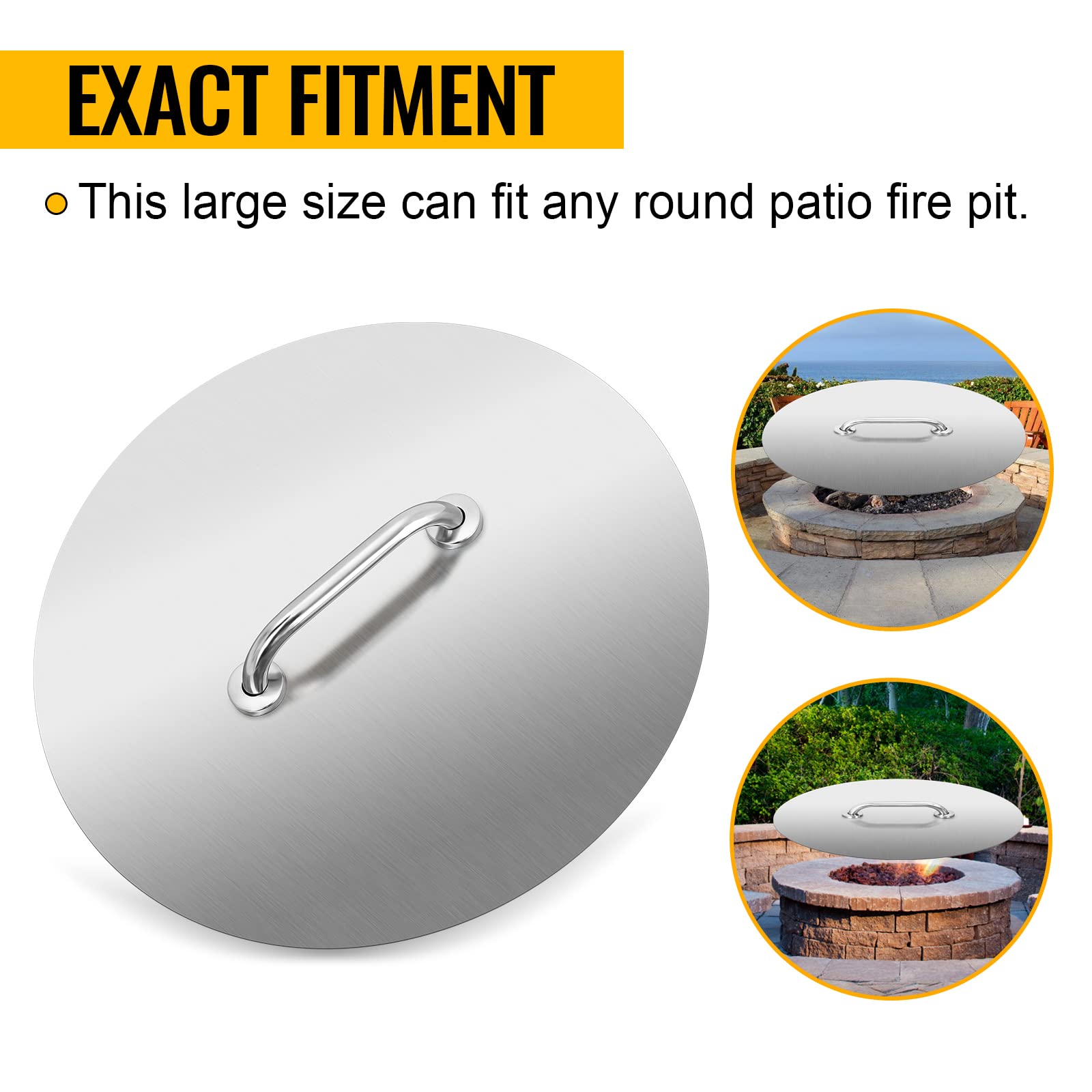 KODOM Fire Pit Heat Deflector 30’’x30’’x13’’ Inch, Stainless Steel Fire Pit Cover 1.5mm Thick, Fire Pit Burner Cover to Push Heat Down and Out with Carrying Handle and Foldable Legs