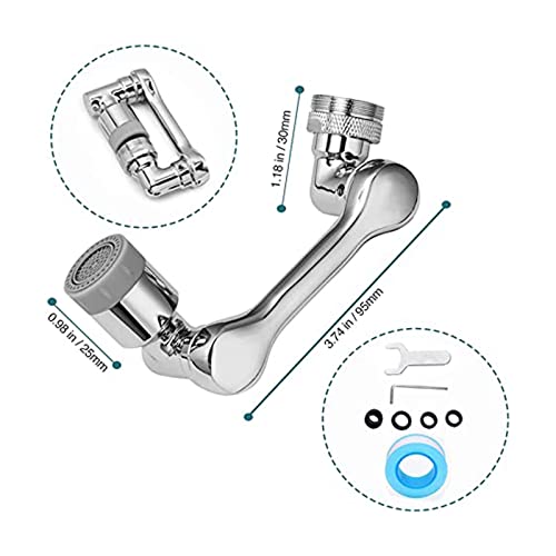 Universal 1080° Large-Angle Rotating Faucet Extender, Adjustable Faucet Extender Aerator Robotic Arm Water Nozzle Faucet Adaptor, Kitchen Splash Filter Tap Extend with 2 Water Outlet Modes