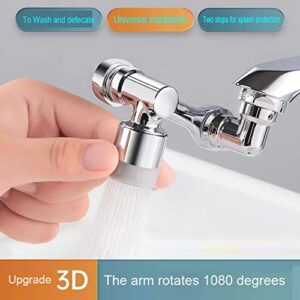 Universal 1080° Large-Angle Rotating Faucet Extender, Adjustable Faucet Extender Aerator Robotic Arm Water Nozzle Faucet Adaptor, Kitchen Splash Filter Tap Extend with 2 Water Outlet Modes