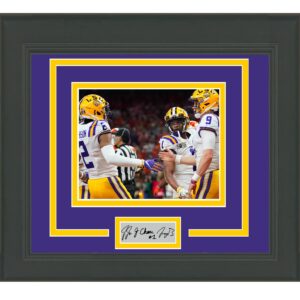 framed joe burrow ja'marr chase justin jefferson facsimile laser engraved signature auto lsu tigers 15x16 college football photo