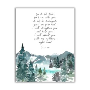 Isaiah 41 10 Wall Art, Watercolor Mountains Bible Verse Poster, Christian Gifts Men UNFRAMED 8x10, Crafty Cow Design