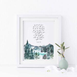 Isaiah 41 10 Wall Art, Watercolor Mountains Bible Verse Poster, Christian Gifts Men UNFRAMED 8x10, Crafty Cow Design