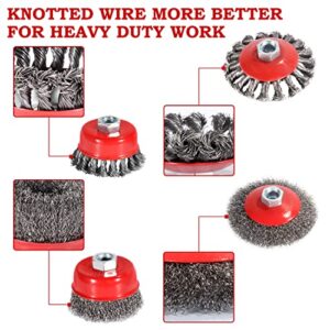 Wire Wheels for 4 1/2 Angle Grinder, 4&3 Inch Wire Wheel Brush Cup Brush Set, Wire Wheel for Angle Grinder, Angle Grinder Wire Wheel for Heavy&Light Duty Work, 5/8 Inch 11 Threaded Arbor - 6 Packs