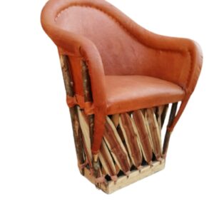 Mueble Silla Equipal Tradicional Mexicano Estilo Charro en Color Naranja hecho por Equipales San Jose, Ideal para tu hogar, bar, restaurante, jardin, oficina, playa, hotel artesanal