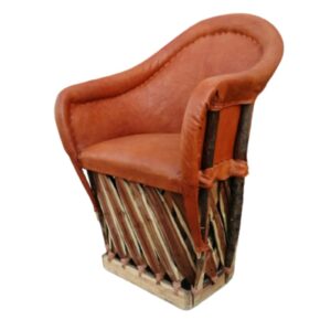 Mueble Silla Equipal Tradicional Mexicano Estilo Charro en Color Naranja hecho por Equipales San Jose, Ideal para tu hogar, bar, restaurante, jardin, oficina, playa, hotel artesanal