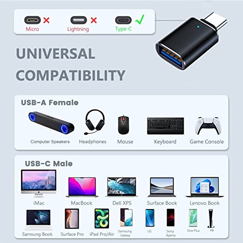 USB C to USB Adapter (2-Pack), USB-C to USB 3.1 OTG Adapter Compatible with Laptop, Tablet, MacBook, Phone, Computer Speakers, PS