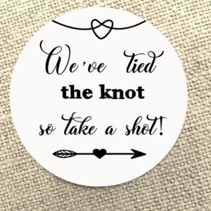 We Tied the Knot, Take a Shot Stickers - Wedding and Engagement Party Labels for Bottles - 120pcs/set