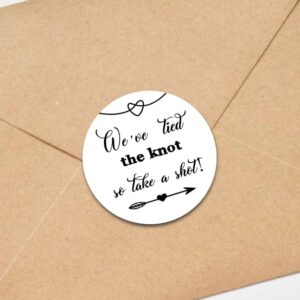 We Tied the Knot, Take a Shot Stickers - Wedding and Engagement Party Labels for Bottles - 120pcs/set