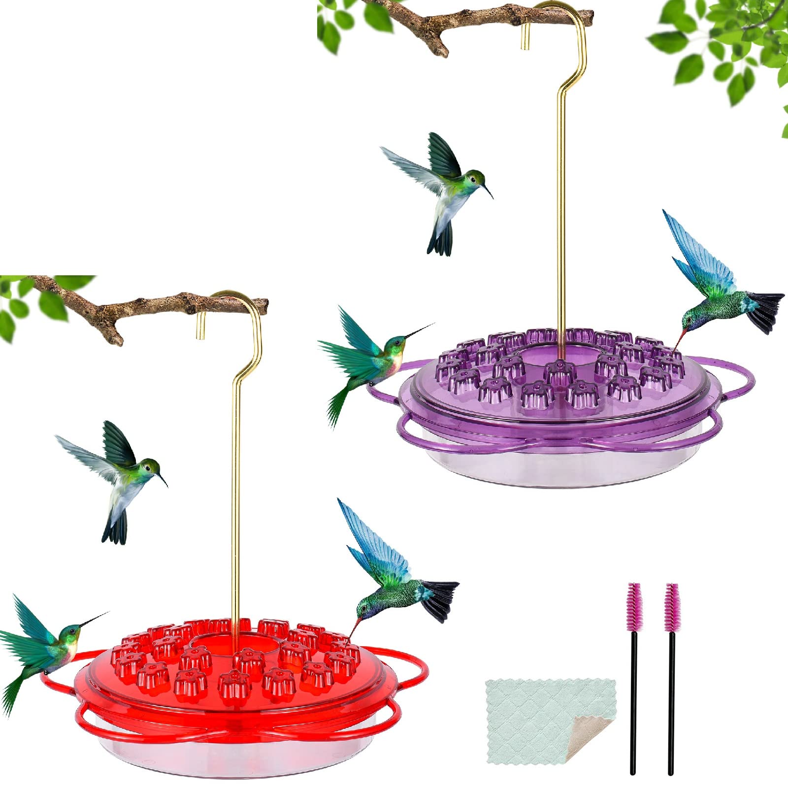 2 PCS Hanging Hummingbird Feeders,Leak-Proof,The Moat,Easy to Clean and Fill,Garden Hummingbirds Feeder for Outdoor,Deck,Patio,Wild Bird Feeder