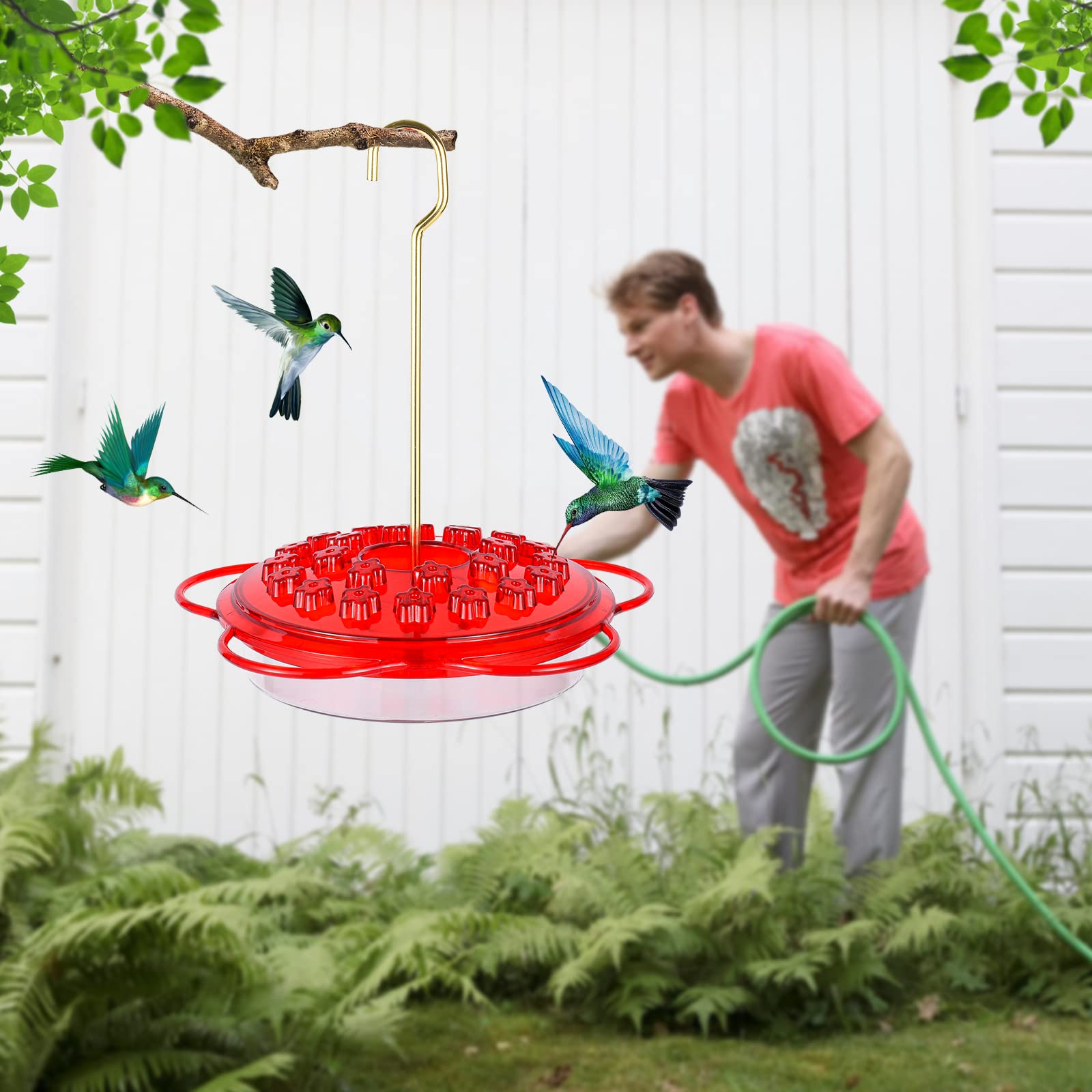 2 PCS Hanging Hummingbird Feeders,Leak-Proof,The Moat,Easy to Clean and Fill,Garden Hummingbirds Feeder for Outdoor,Deck,Patio,Wild Bird Feeder