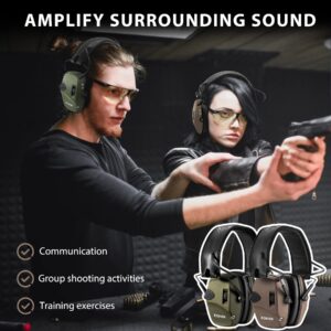 ZOHAN EM054 Electronic Shooting Ear Protection with 4X Sound Amplification 2 Pack,Slim Active Noise Reduction Earmuffs for Gun Range