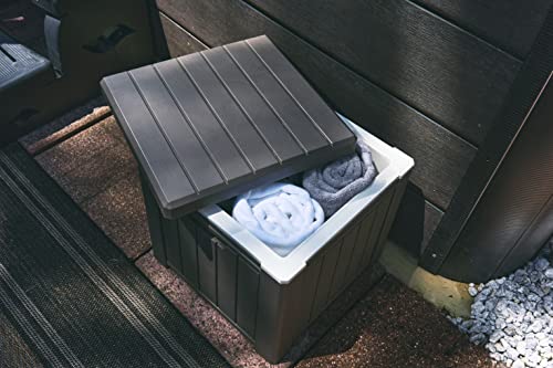 Ice Cooler/Storage Deck Box, and seat, Outdoor Ice Chest is Great to Use for Pool Accessories, Hot Tub Towel Holder, Toys, Gardening Tools, Sports Equipment, UV Resistant Resin,