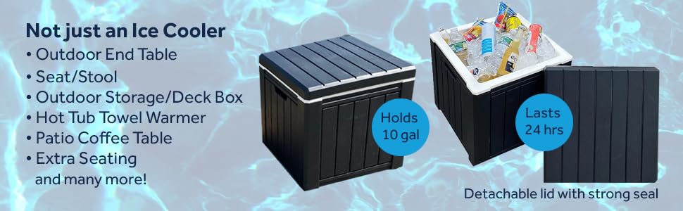 Ice Cooler/Storage Deck Box, and seat, Outdoor Ice Chest is Great to Use for Pool Accessories, Hot Tub Towel Holder, Toys, Gardening Tools, Sports Equipment, UV Resistant Resin,