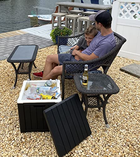 Ice Cooler/Storage Deck Box, and seat, Outdoor Ice Chest is Great to Use for Pool Accessories, Hot Tub Towel Holder, Toys, Gardening Tools, Sports Equipment, UV Resistant Resin,