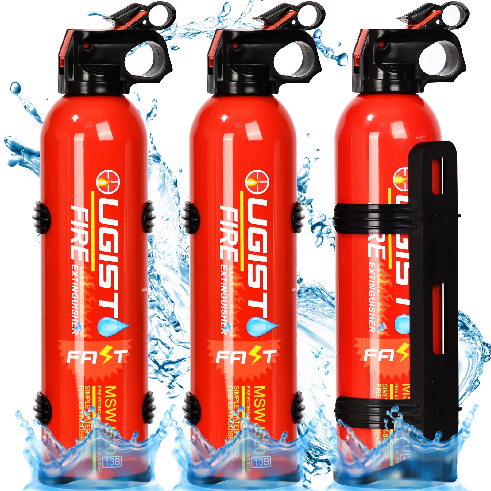 3Pcs Fire Extinguisher for home with Bracket Ougist 620ml Fire Extinguishers for the House/Car/Kitchen, which can prevent re-ignition-Easy to Clean.