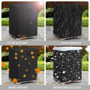 Fire Pit Cover Square Waterproof 21 Inch Outdoor Fire Column Cover, Patio Furniture Covers, 21x21x35inch Wind/fading/dust/sun Resistance, Firepit Covers Square Fire Pit Cover,Black