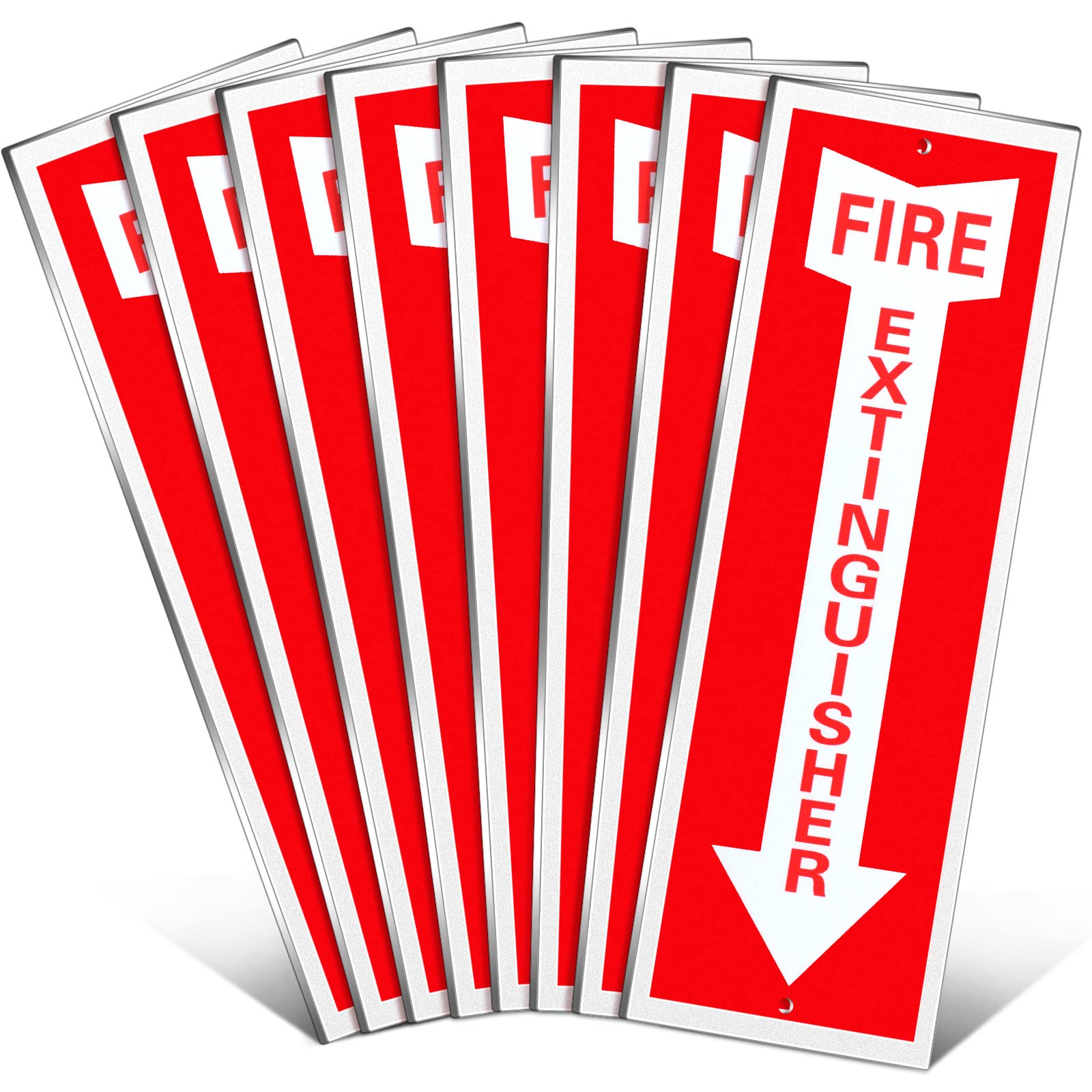 Tondiamo 8 Pack Fire Extinguisher Sign Fire Sign Rust Free Aluminum Reflective Signs 4 x12 Inch Laminated for Ultimate UV, Weather, Scratch, Water and Fade Resistance, Indoor and Outdoor