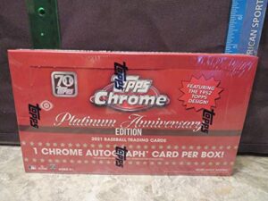 2021 topps chrome baseball platinum anniversary edition hobby box - 1 chrome auto per box