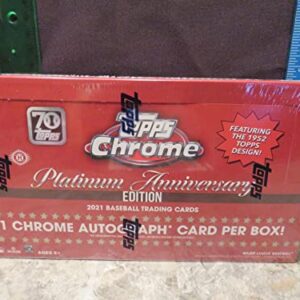 2021 TOPPS CHROME BASEBALL PLATINUM ANNIVERSARY EDITION HOBBY BOX - 1 CHROME AUTO PER BOX