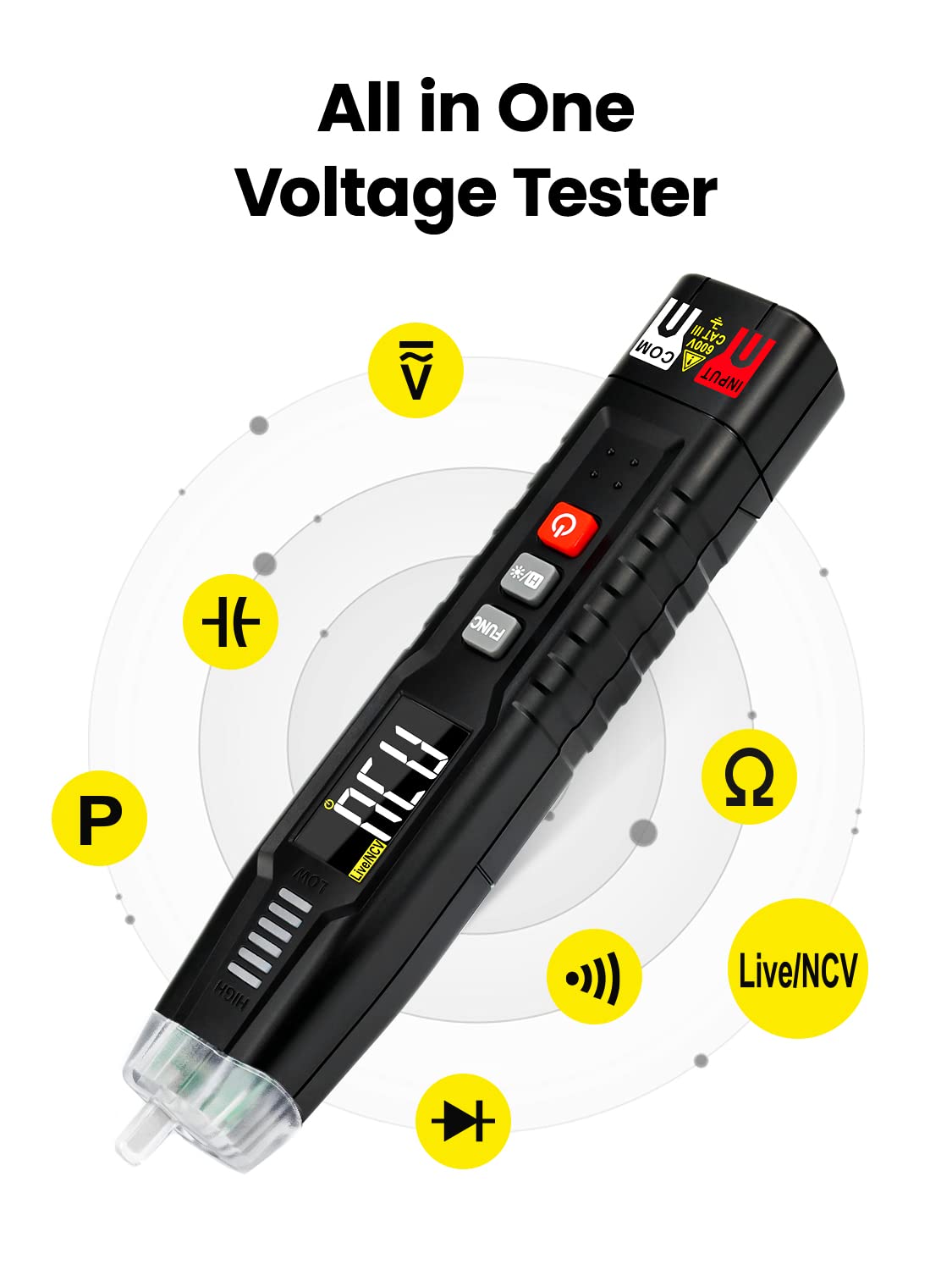 KAIWEETS Voltage Tester/12V-300V, Buzzer Alarm, Live/Null Wire Tester Electrical Tester with LCD Display, Contact Voltage Pen with NCV, Wire Breakpoint Finder (More Accurate No Gloves)