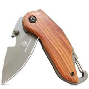 folding pocket knife wood handle 7cr13mov steel blade pocket hunting knife outdoor camping multi-tool survival knife edc for men women's gift