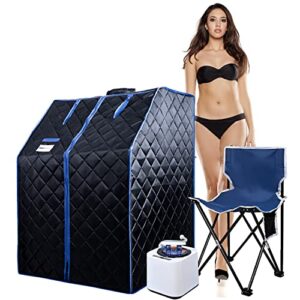 hosauna portable steam sauna tent folding home sauna personal sauna spa with 2l pot 1000w nine-speed temperature adjustment with chair remote control for detox relax indoor sauna black