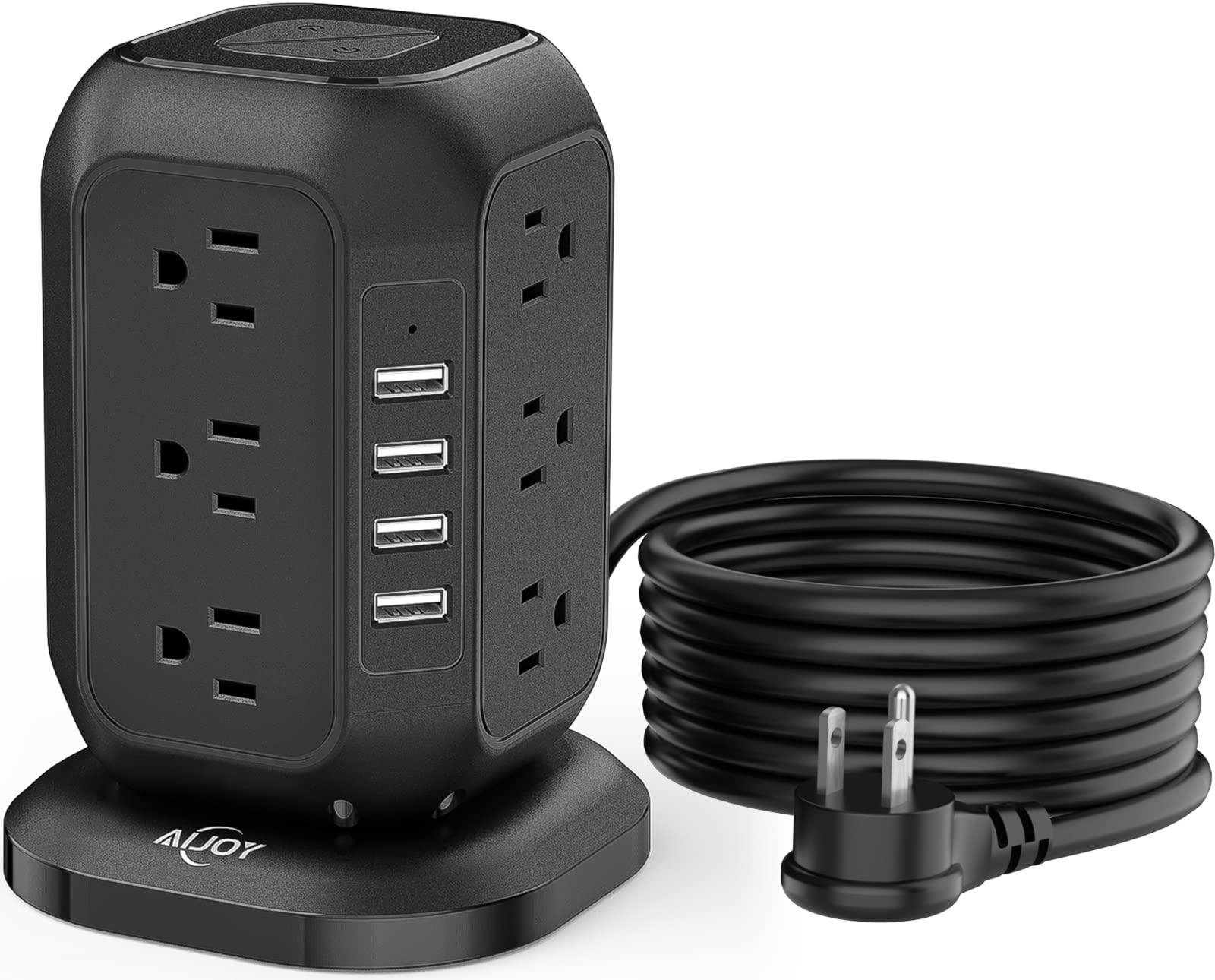 AiJoy Power Strip Tower 16.4 ft Cord & Power Strip with USB C Ports, USB Charging Station with Overload Protection, Living Room, Office, College Dorm