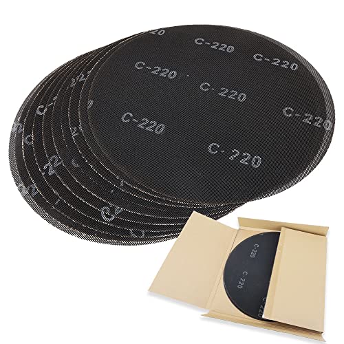 HUAALIUCHE 17" Sanding Screen Discs - Mesh Floor Sanding Screen - Black Silicon Carbide - for Wood Floors (10 Pack, 220 Grit)