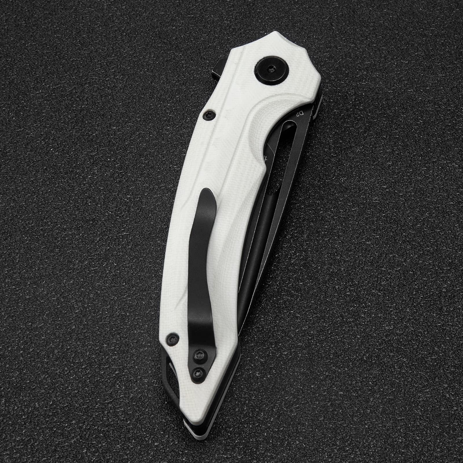 BESTECH KNIVES Pocket Folder Folding Knife: 3.54" D2 Steel Black Blade, G10 Handle, EDC Clip, BG50E (White)