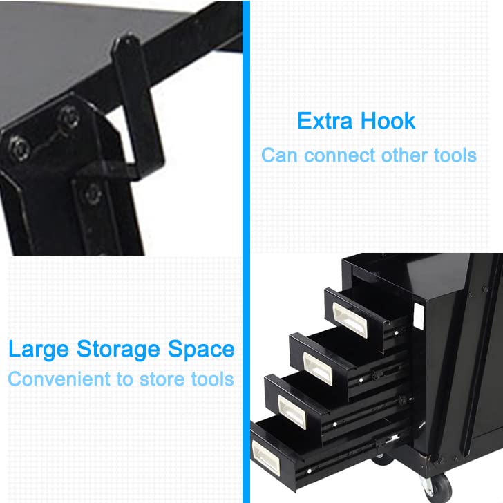 Yoluckea 4 Drawer Welding Tool Cart, Heavy Duty Wheels Steel Welding Trolley with 2 Safety Chains and Tank Storage, Welding Carts for MIG/TIG Welder and Plasma Cutter,100 Lbs Load (4 Drawers)