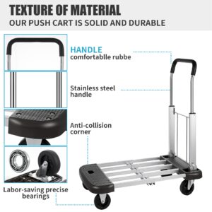 SmarketBuy Foldable Platform Cart 29" x 17" x 35" Aluminum Platform Truck 330lbs Capacity Folding Push Cart Adjustable Heavy Duty Platform Cart Dolly for Car House Office Luggage Moving