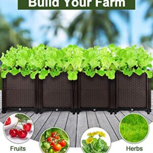 OMMO Deepened Raised Garden Beds Outdoor 4 Set, Plastic Planter Box Large Garden Bed Planter Pots for Patio Yard Balcony Deck Growing Plants, Vegetable, Fruits and Herbs (Install by Yourself Needed)