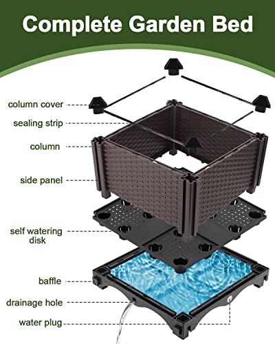 OMMO Deepened Raised Garden Beds Outdoor 4 Set, Plastic Planter Box Large Garden Bed Planter Pots for Patio Yard Balcony Deck Growing Plants, Vegetable, Fruits and Herbs (Install by Yourself Needed)