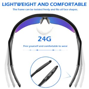 OXG 6 Pack Safety Glasses for Men Women, ANSI Z87.1 UV Protection Impact Resistant Protective Eyewear for Sport, Construction, Fishing, Driving (Multicolor Lens, Black Frame)