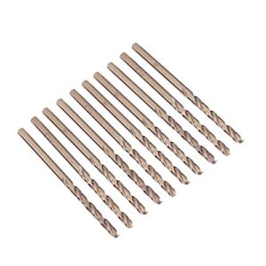 M35 Cobalt Drill Bits, 135 Degree Tip Twist Jobber Length Drill Bit Set High Speed Steel Helix Secure Grip Bit Kit Hardness Metal Cast Iron Alloy Aluminum Stainless Steel Plastic Wood Copper 10Pcs 3mm