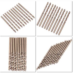 M35 Cobalt Drill Bits, 135 Degree Tip Twist Jobber Length Drill Bit Set High Speed Steel Helix Secure Grip Bit Kit Hardness Metal Cast Iron Alloy Aluminum Stainless Steel Plastic Wood Copper 10Pcs 3mm