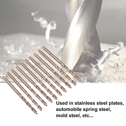 M35 Cobalt Drill Bits, 135 Degree Tip Twist Jobber Length Drill Bit Set High Speed Steel Helix Secure Grip Bit Kit Hardness Metal Cast Iron Alloy Aluminum Stainless Steel Plastic Wood Copper 10Pcs 3mm