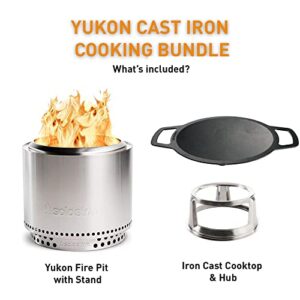 Solo Stove Yukon Cast Iron Wok Cooking Bundle 2.0 | Portable Smokeless Fire Pit, Stand, Woktop & Hub, Wood Burning, Removable Ash Pan, Stainless Steel/Cast Iron, H: 26.25in x Dia: 25.75in, 62lbs